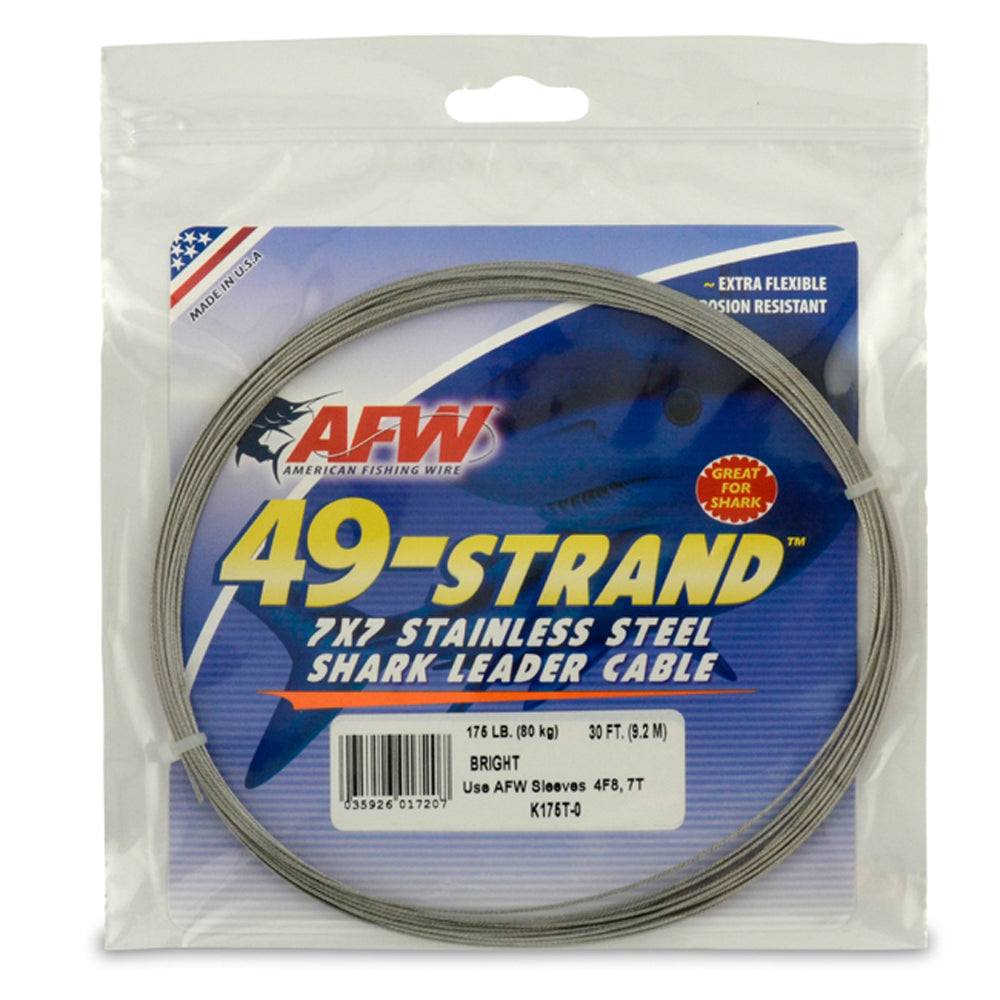 American Fishing 49 Strand 7x7 Stainless Steel Shark Leader Cable ...